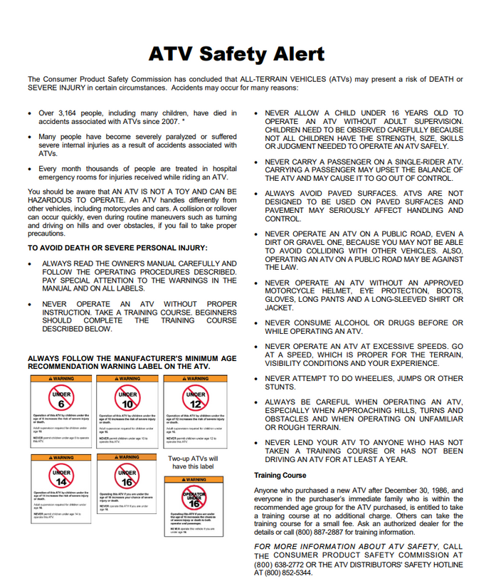 ATV Safety - Denago Powersports